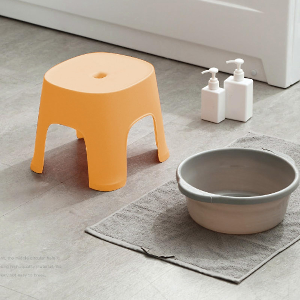 Plastic Step Stool, Small Portable Step Stool, Thickened Single Foot Stool with Non Slip Pads, Multifunctional Seat Stool Sturdy and Lightweight Ideal for Living Room Bathroom Kitchen (Yellow)