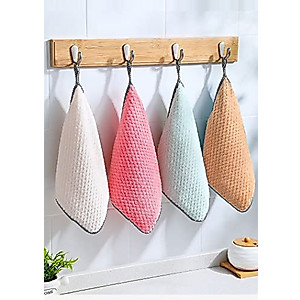 HOUSON 8 Pack Kitchen Dish Towels, Super Absorbent Soft Coral Velvet Microfiber All-Purpose Cleaning Cloth Towels for Glass, Kitchens, Bathrooms, Cars 10'' x 10''(4 Colors)