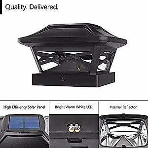 Davinci Lighting Renaissance Solar Outdoor Post Cap Lights - Includes Bases for 4x4 5x5 6x6 Posts - Bright LED Light - Slate Black (8 Pack)