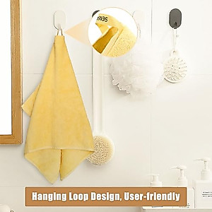 SEMAXE Bath Towel Set for Bathroom, 100% Cotton Bathroom Towels with Hanging Loops and Nano-Bio Lifecycle Labels, 8 Piece Towel Set Include 2 Bath Towels, 2 Hand Towels, 4 Washcloths, Yellow & Grey