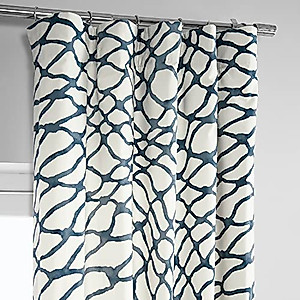 HPD Half Price Drapes Printed Cotton Twill Curtains For Room Décor 50 X 108 (1 Panel), PRTW-D50C-108, Ellis Blue