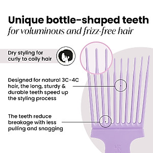 Tangle Teezer | The Hair Pick for Curly Hair | Adds Lift, Volume, Preserves Curl, Reduces Frizz | Lilac