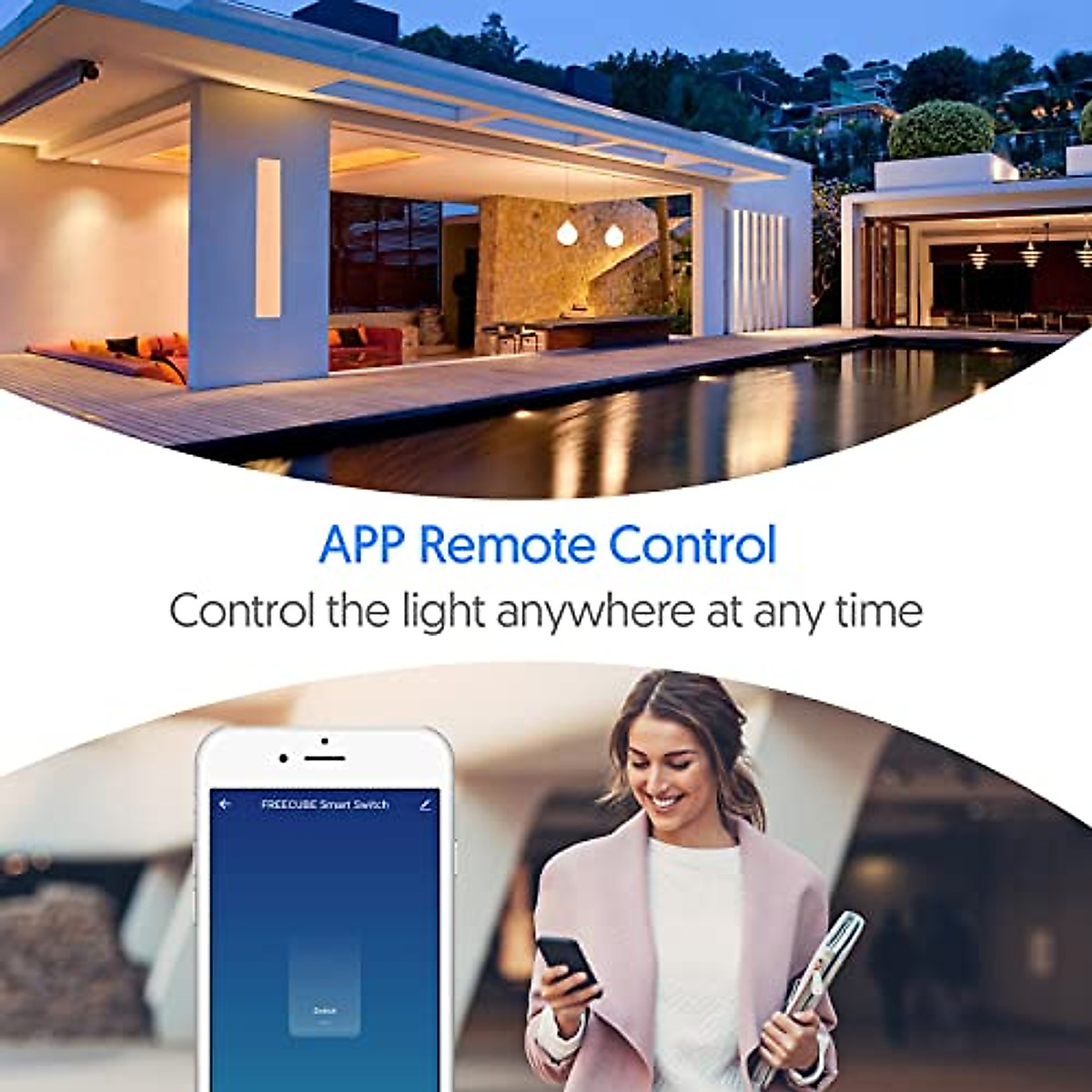 Smart Light Switch WiFi Wall Switches Work with Alexa/Google Home Voice Control, Smart Life App, No Hub Required, Single Pole 1 Way, Standard Plate, Neutral Wire Needed