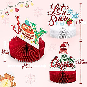 Mocoosy 12 Pack Christmas Party Honeycomb Centerpieces for Xmas Table Decorations, Christmas Center Pieces Table Topper Signs with Gnome Santa Holidays Centerpieces for Christmas Party Supplies Decor