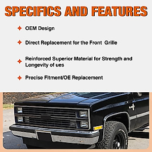 CarPartsDepot 400-15740, Grill Grille Material Black Plastic W/Molding Hole GM1200125 14043881 by CarPartsDepot