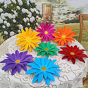 Mybbshower Rainbow Paper Daisy Flower for Tea Party Garden Party Decor Wedding Photo Backdrop Birthday Nursery Wall Sunflowers 8 inch