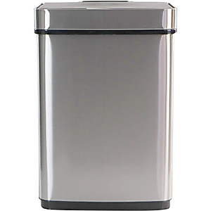 Hanover Home 33-in. Tall Hands-Free Steel Trash Can with Fingerprint-Resistant Finish and Soft-Close Motion Sensor Lid for Kitchen - 13.2 Gallons (50 Liters) in Black