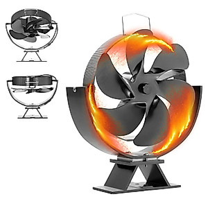 Wood Stove Fan, Adjustable Angle Heat Powered Fireplace Fan, 6 Blades Heat Powered Stove Fan for Wood/Log Burner/Fireplace/, Non Electric Fireplace Fan,Saving Fuel Efficiently 4.3 * 8.5inch
