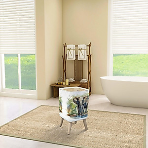 PHAIBHKERP Trash Can with Lid Elephant Jungle Animals Garbage Can Rectangular Waste Bin Press Cover Dog Proof Wastebasket for Kitchen Bathroom Living Room Nursery, ljt-fang