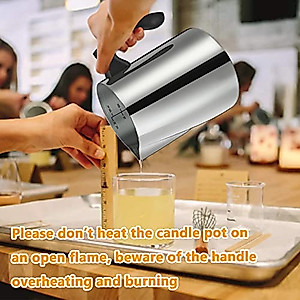 Candle Making Pouring Pot, 32oz Double Boiler Wax Melting Pot, 304 Stainless Steel Candle Making Pitcher with Heat-Resistant Handle and Dripless Pouring Spout Design