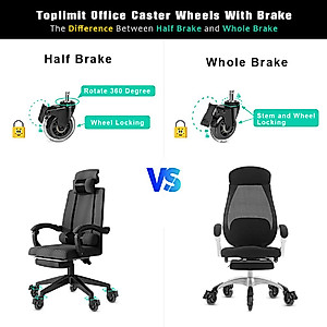 Office Chair Caster Replacement Wheel for Hardwood Floor and Carpet, Heavy Duty Universal Floor Safe Caster Set of 5,Rubber Wheels Office Chair to Replace Office Chair mats,fits 98% Chairs