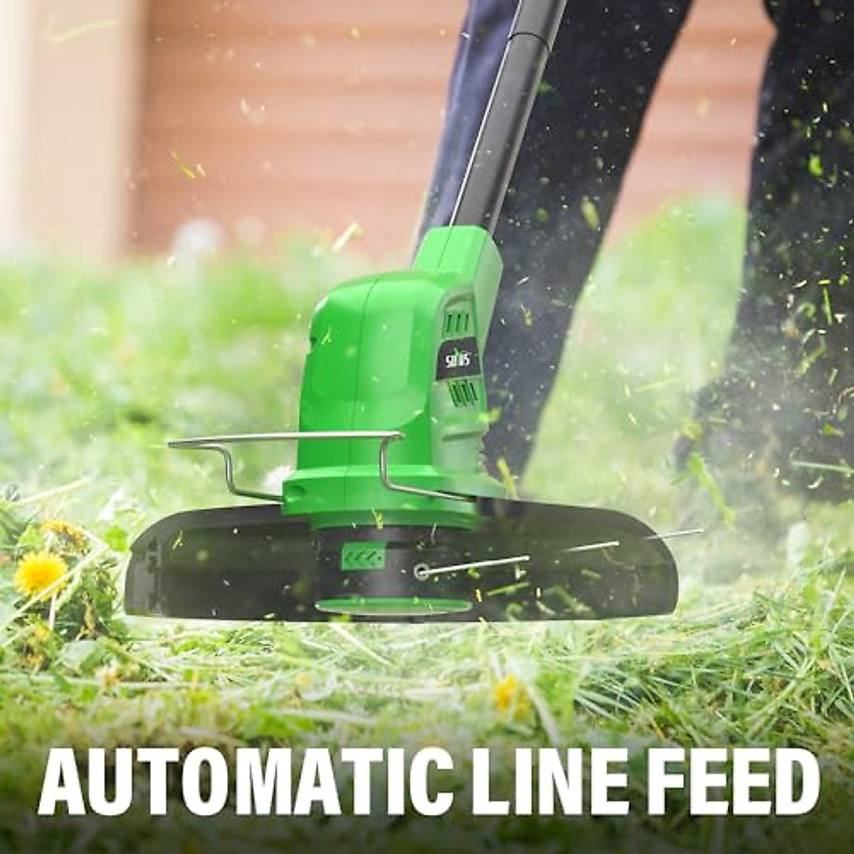 SOYUS Weed Wacker Battery Powered 10 Inch, String Trimmer Cordless with 2 Pcs 2.0Ah Batteries, Lightweight Edger Trimmer with 8 Pcs Replace Spool Trimmer Lines