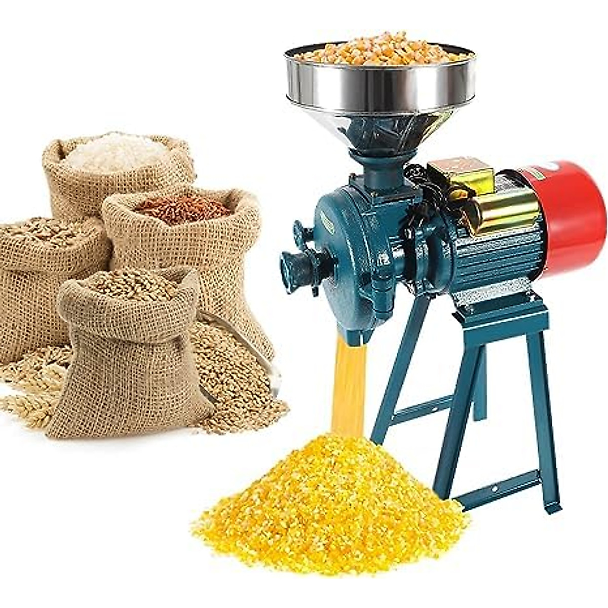 Electric Grain Grinder Mill,220V 2200W Commercial Corn Mill Grinder Machine Feed Mill Wheat Grinder,Electric Dry Cereals Grinder with Funnel