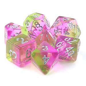 HD Polyhedral Dice Sets D&D Dice for Dungeon and Dragons RPG Role Playing Games MTG Pathfinder Table Top Games 7 Dice Set Strawberry Field