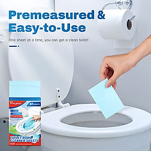 Vacplus Biodegradable Toilet Cleaning Strips - Plastic-Free, Pre-Measured Toilet Bowl Cleaner Sheets Remove Stains and Odors, 60 Pack