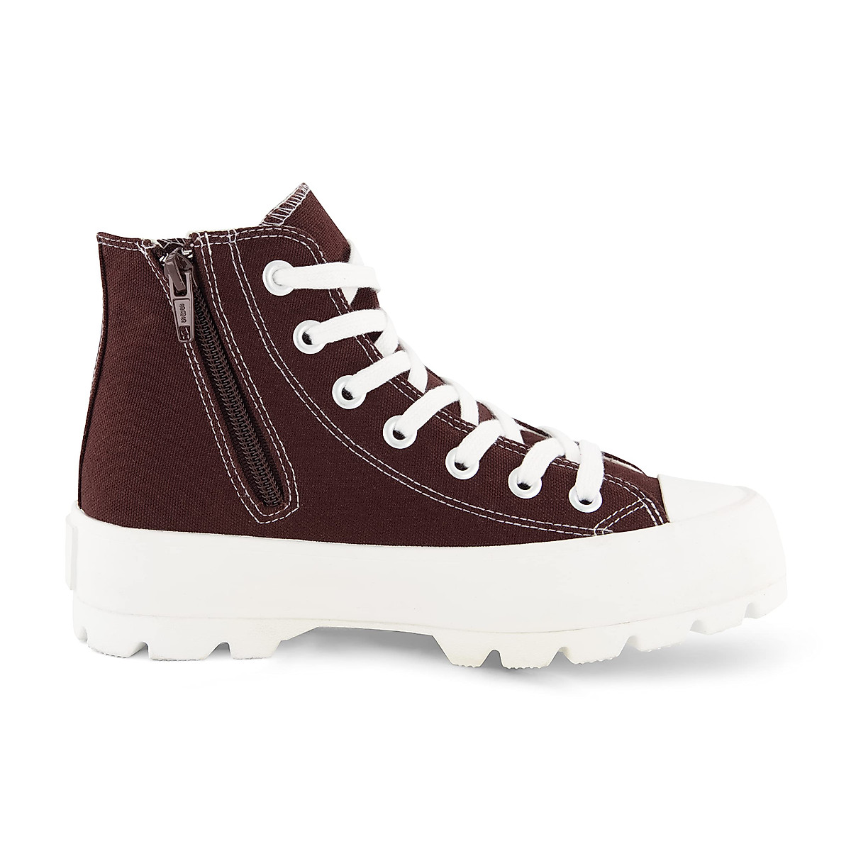 CUSHIONAIRE Women's Vespa high top Canvas Sneaker +Memory Foam and Side Zipper, Chocolate 8 W