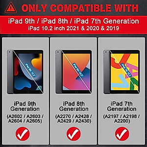 Auizotl Kids Cases for iPad 9th Generation, iPad 8th / 7th Generation Case, for iPad 10.2 case with Sturdy Kickstands, Heavy Duty Shockproof iPad 10.2 case for Kids Children Boys(Red+Black)
