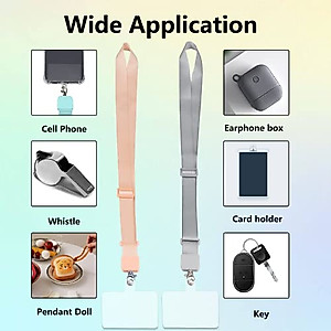 VAKS Phone Lanyard,Universal Adjustable Neck Straps with Phone Pads Phone Lanyard for Phone Case Keys ID Compatible with iPhone and Most Smartphones,2 Pack,Rose Gold/Grey