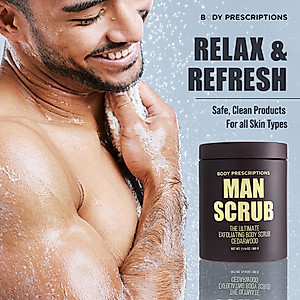 Body Prescriptions Men’s Exfoliating Body Scrub – Ultimate Skin Cleansing Wash in Jar with Twist-Top Lid, For All Skin Types, 21 Ounce (Pack of 1), Cedarwood