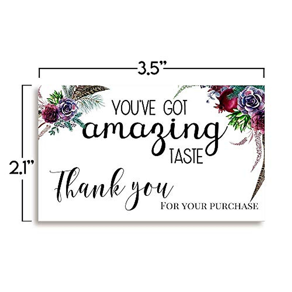 You've Got Amazing Taste Floral Thank You Customer Appreciation Package Inserts for Small Businesses, 100 2" X 3.5” Single Sided Insert Cards by AmandaCreation