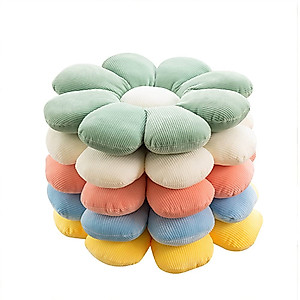 vctops Floral Shaped Throw Pillow Soft Velevt Chair Pad Floor Cushion Daisy Flower Decorative Seat Cushion for Office Sedentary Tatami Car (Green,15"x15")