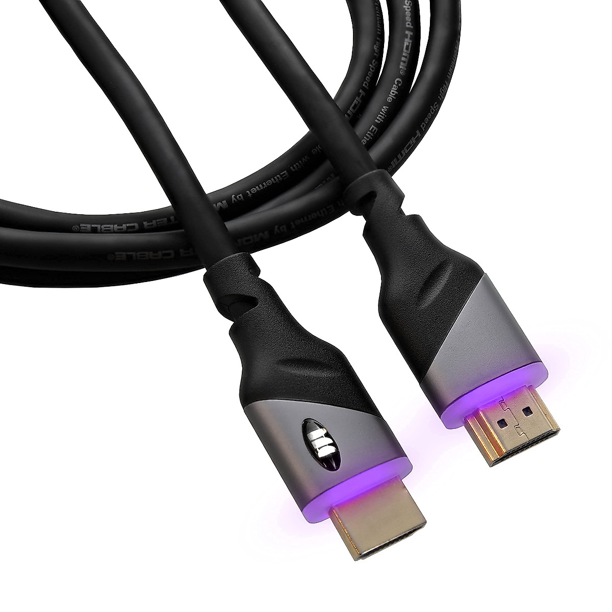 Monster 6ft High Speed 4K HDR Hdmi Cable with Built-in Purple Led Light, Gaming, Video, and Computer