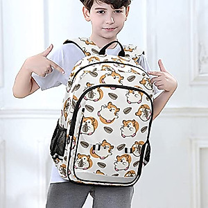 Glaphy Cute Hamster Pattern Backpack Lightweight Laptop Backpack School Bag Student Travel Daypack with Reflective Stripes