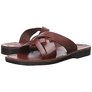 Jerusalem Sandals Jesse - Leather Woven Strap Sandal - Brown