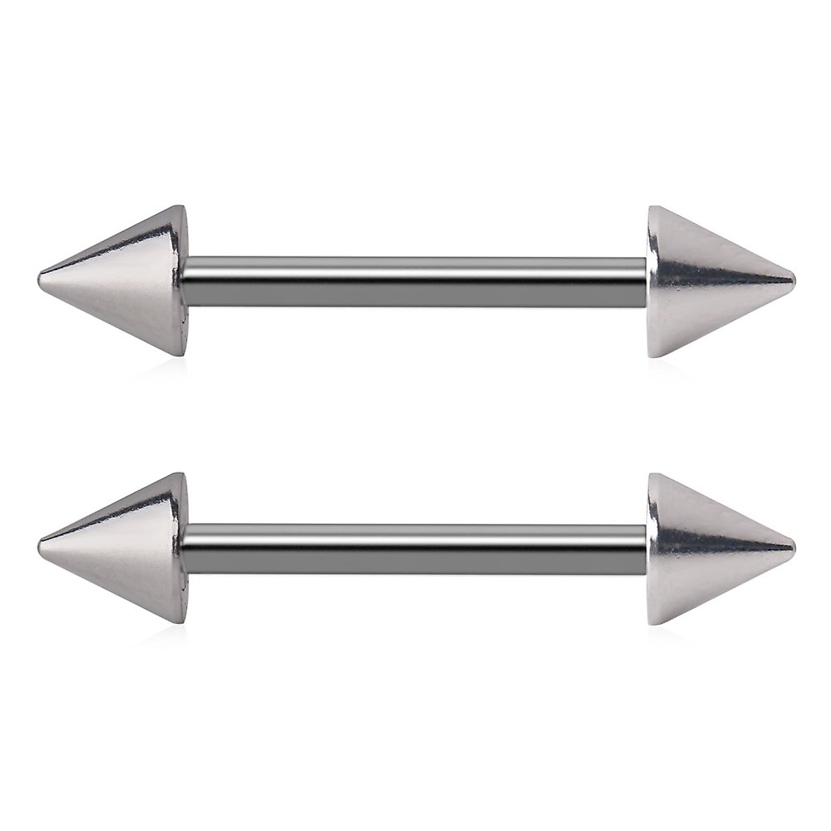 Ruifan 316L Stainless Steel Spike Nipple Shield Barbell Ring Bar Body Piercing Retainer 14G 5/8Inch 10PCS