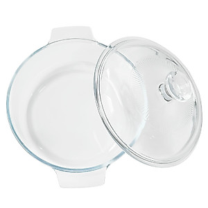 Small Tempered Glass Casserole Dish for Oven with Lid, Round Microwave Oven Baking Dish with Glass Lid, 0.8Qt