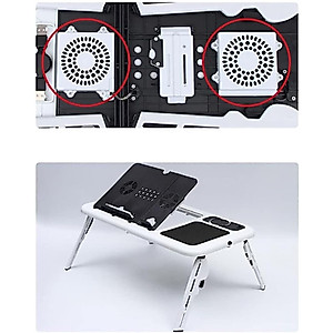 Laptop Bed Desk Tray Bed Table, Folding Lap Desk, Adjustable Home Office Standing Desks for Couch Floor Reading Writing Eating Working Studying Black-PP