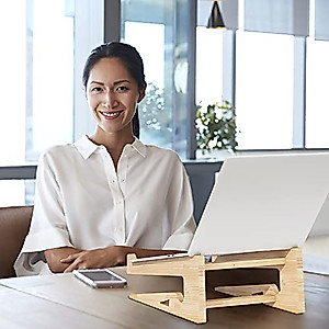 MDHAND Laptop Stands, Portable Laptop Riser, Multi-Angle Adjustable Laptop Holder Notebook Stand (Wood)
