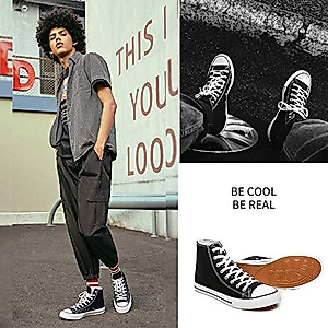 yageyan Men’s High Top Canvas Sneakers Fashion Lace up Walking Shoes Casual Classic(Black,11