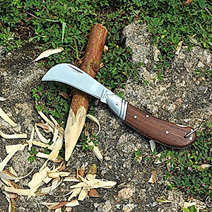 Linsen-Outdoor Pruning Knife with Lock Back,Grafting Knife, Stainless Steel Garden Budding Knife, Folding Pocket Knife for Grafting Multi Cutting Tool, Weed Bushes Branches Mushroom Diggig Knife