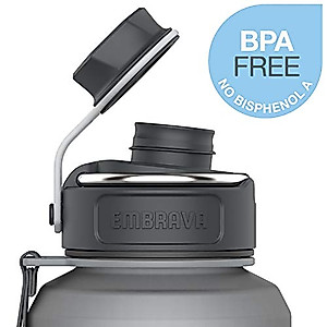 Embrava 40oz Water Bottle - Large with Travel Carry Ring - Wide Leak Proof Drink Spout - Heavy-Duty, BPA & BPS Free Tritan Plastic - Best for Sports, Hiking, Gym, Men & Women