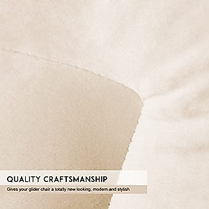 Paddie Glider Rocker Replacement Cushions Set with Storage Velvet Washable Non Slip for Glider Rocking Nursery Chair, 5PCS, Beige