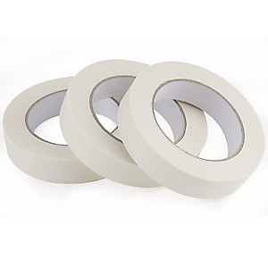 Lichamp Masking Tape 1 inch, 3 Pack General Purpose Masking Tape Beige, White Masking Paper for Painting, Arts, Crafts, 1 inch x 55 Yards x 3 Rolls (165 Total Yards)