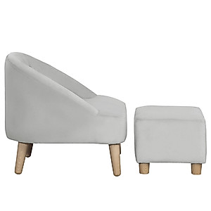 Qaba Kids Sofa Set, Toddler Chair, Sofa & Ottoman for Bedroom, Playroom, Children's Couch for 3-5 Years, Grey