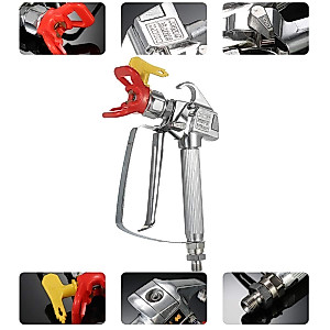 Airless Spray Gun High Pressure with 517 Tips and tip Guard,2 x Airless Paint Spray Gun Filter