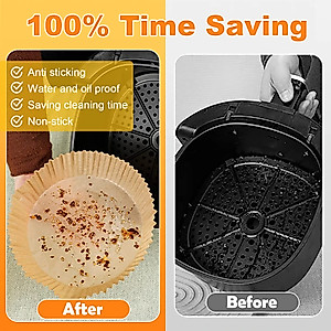 Air Fryer Paper Liners 7.9 Inch, 100 Pcs Non-Stick Parchment paper liner, Round Air Fryer Disposable Paper Liners for 5-8QT Air fryer, Oil-proof, Water-proof, Parchment Baking Paper