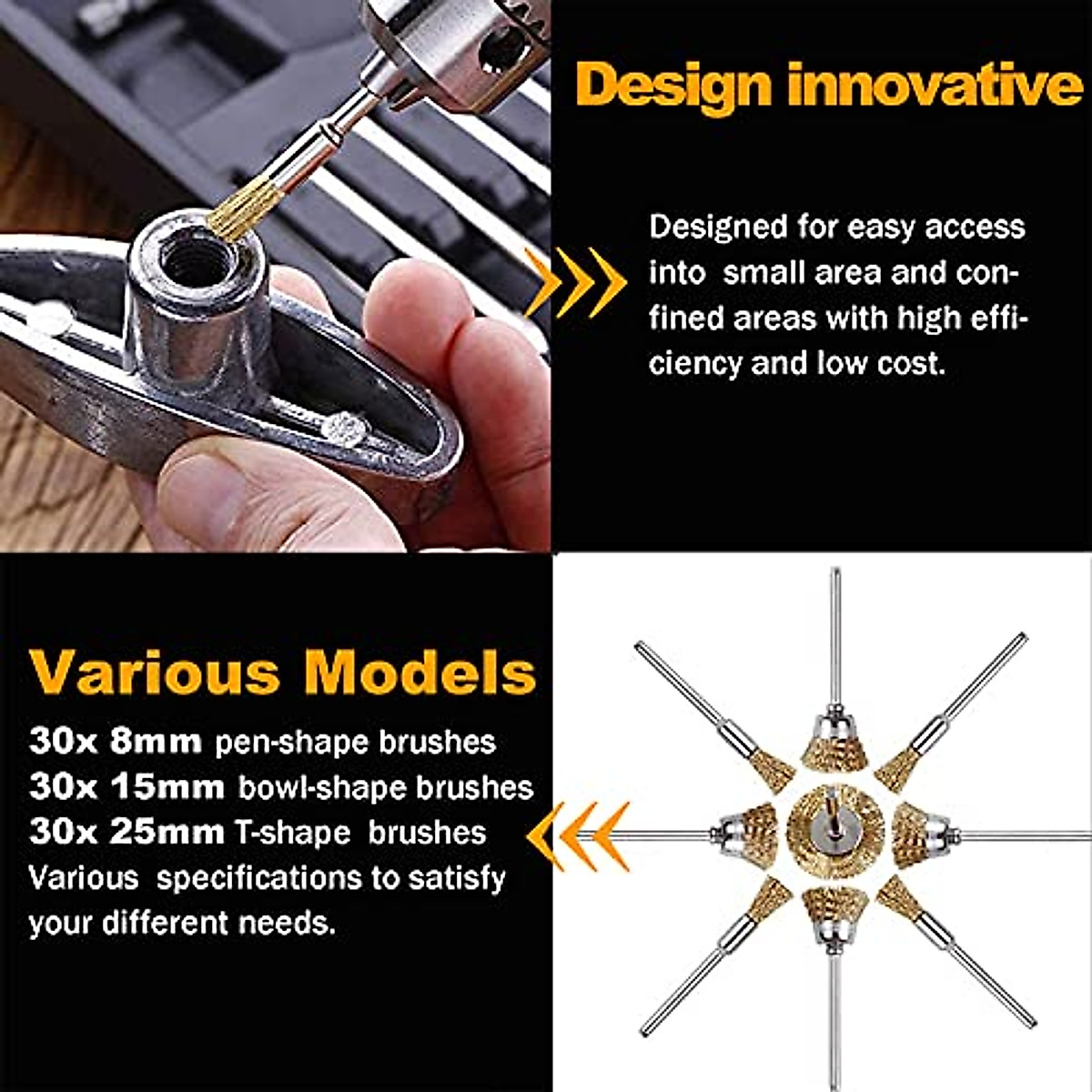 90 Pcs Wire Brushes Set, Rocaris Brass Wire Wheels Pen Brushes Set Kit Accessories for Rotary Tool
