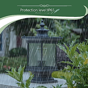 MODEBHD European Retro Outdoor Post Light, Die-cast Aluminum Villa Courtyard Patio Garden Lighting Fixture E27, Waterproof and Moisture-Proof IP65 Garden Gate LED Pillar Lamps, Square Post Lantern