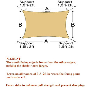 KOOL KOI SHADE Rectangle 8' x 12' White Sun Shade Sail Patio Garden Outdoor Cover Breathable UV Proctection - Custom