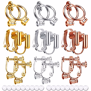 18 Pack Ear Cuff Converters, Maveek Fashion Earring Clip Backs with Post 3 Styles, Clip-on Earring Adapter Components for Non-Pierced Ears, 3 Color Gold & Silver & Rose, DIY Turn Studs into Clip on