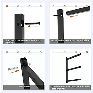 Foozet Lumber Rack Wall Mount with 3-Level 2 pairs Wood Organizer and Lumber Storage Heavy Duty Metal Wood Rack for Indoor and Outdoor,Black-Total Max Load 600lb Black