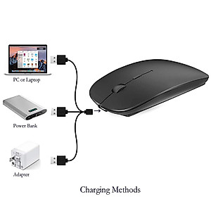 KLO Rechargeable Bluetooth 5.2/3.0/Type-C/USB-2.4G Mouse for MacBook/MacBook air/Pro/iPad, Wireless Mouse for Laptop/Notebook/pc/iPad/Chromebook (Black)