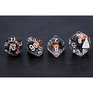 3DEGOS Black Rogue Pirate DND Dice Set for Dungeons and Dragons Gifts, D&D, D and D, Pathfinder, Accessories, D20, Polyhedral, Resin Dice, Metal, Dice Tray, Tower, Bag, Box