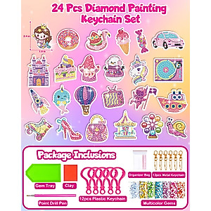 DIY Diamond Painting Keychain Advent Calendar for Girls Ages 4-12, Christmas Craft Gifts