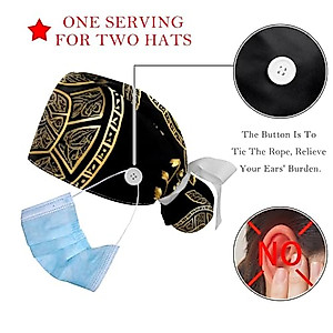 2-Pc Gourd-Shaped Working Cap,Fisherman Hat with Buttons and Cotton Sweatband,Golden Sea Turtle