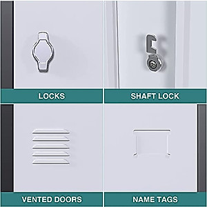 JAORD Metal Locker,3 Door Locker Storage Cabinet with Lock, 71" Steel Locker Organizer with Shelf for School,Home, Gym,Garage (3 Door Gray)